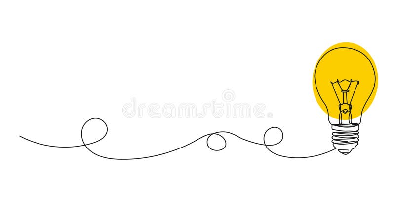 Single Line Drawing of Light Bulb Stock Vector - Illustration of lamp ...