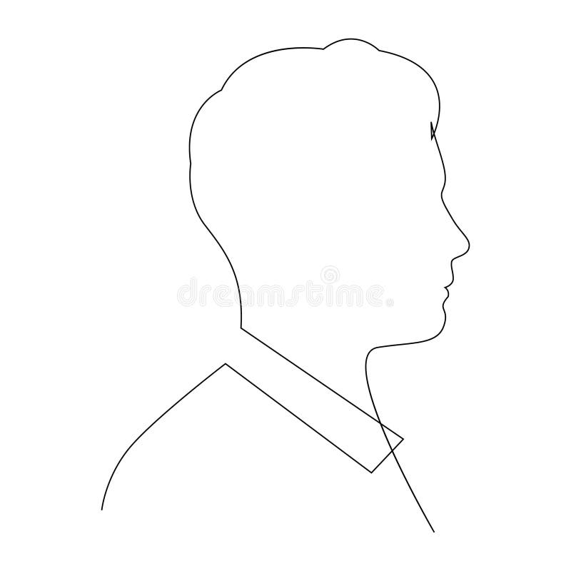 Continuous Single Line Drawing of Man Profile View on White Background ...