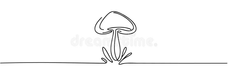 Continuous Single Line Drawing of a Mushroom. Stock Vector ...