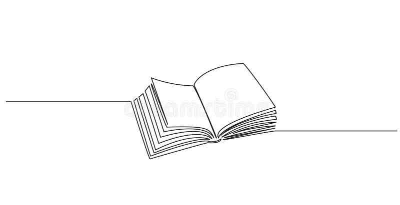 Continuous Single Line Drawing of Open Book Stock Vector - Illustration ...
