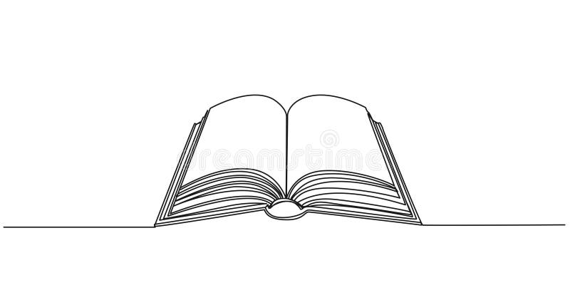 Single Line Drawing of Open Book Stock Illustration - Illustration of ...