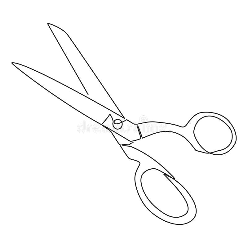 Continuous Single Line Drawing of Pair of Scissors Stock Vector ...
