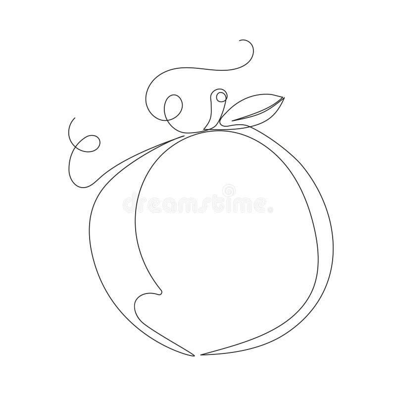 Continuous Single Line Drawing of Peach. Line Art Stock Vector ...