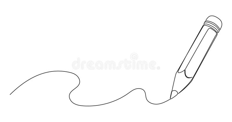 Single Line Drawing of Pencil Stock Vector - Illustration of sketch ...