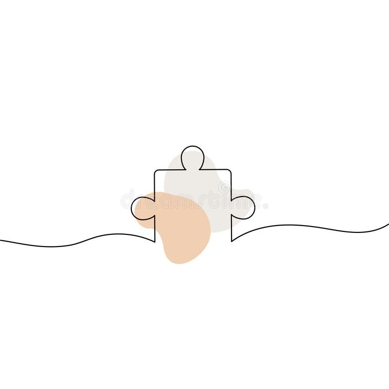 Continuous Single Line Drawing Puzzle. One Line Drawing of Puzzle Piece ...