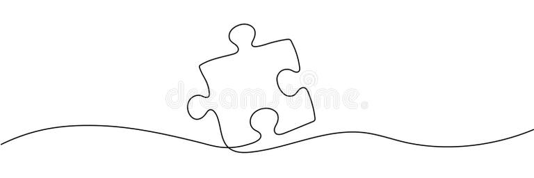 Continuous Single Line Drawing of Puzzle Piece. Problem Solving and ...