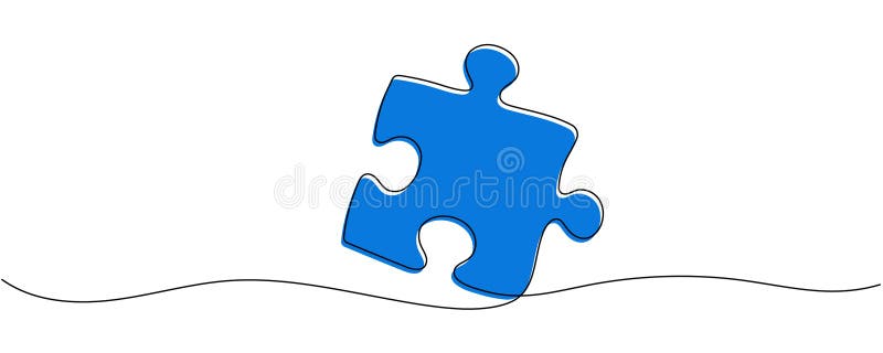 Continuous Single Line Drawing of Puzzle Piece. Problem Solving and ...