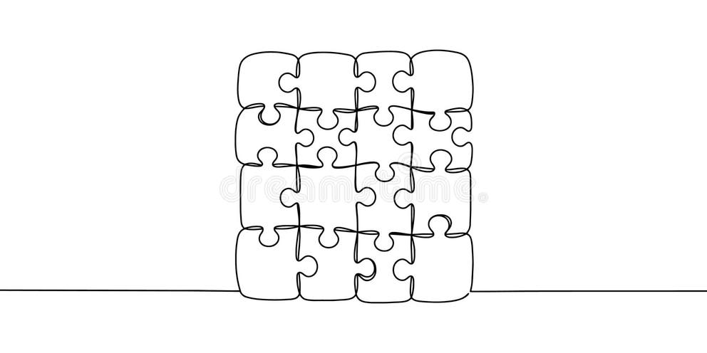 Continuous Single Line Drawing of Puzzle Pieces. Problem Solving and ...
