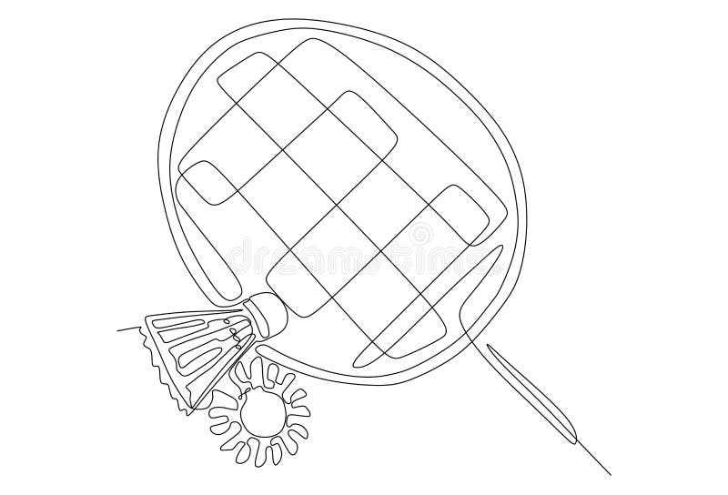 Continuous Single Line Drawing of Shuttlecocks and Racket Sport ...