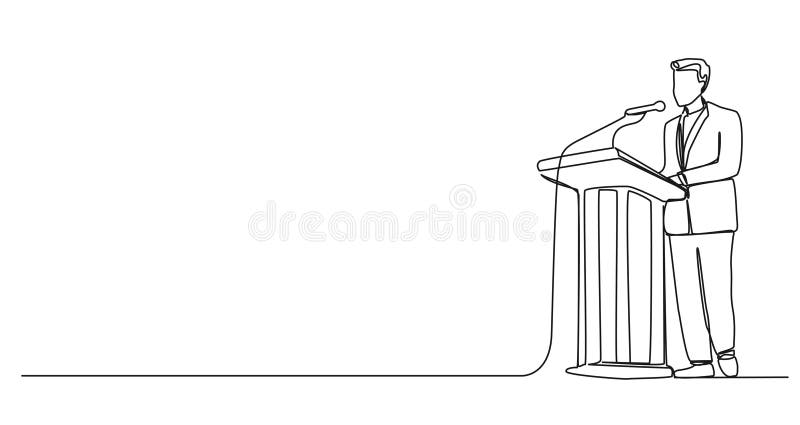 Single Line Drawing of Speaker at Lectern Stock Vector - Illustration ... Single Line Drawing of Speaker at Lectern Stock Vector - Illustration ...