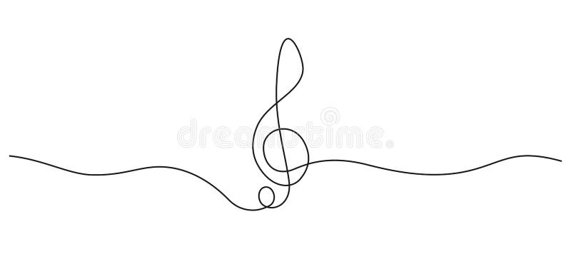 Continuous Single Line Drawing of Treble Clef Stock Vector ...