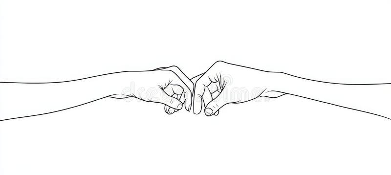A Continuous Single Line Drawing of Two People Doing a Fist Bump, a ...