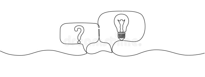 Continuous Single Line Editable Illustration of Question and Light Bulb ...