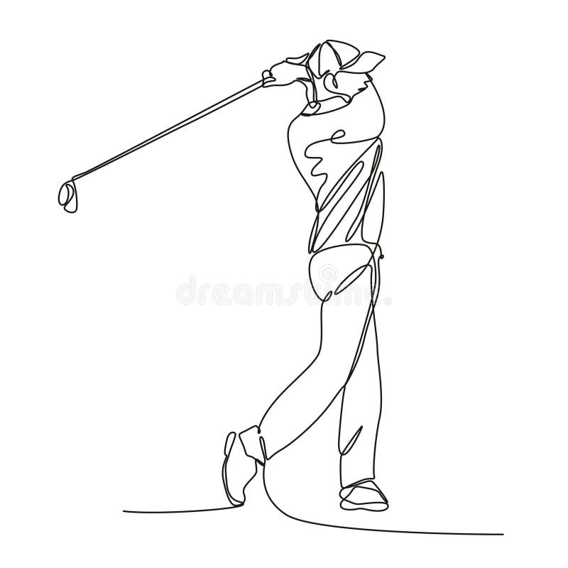 Continuous Single Line Golf Swing Line Drawing Vector Illustration ...