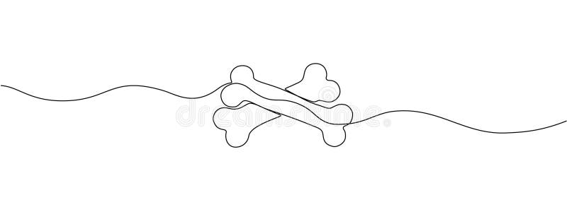 Continuous Single Line Outline of Dog Bone Icon. Single Line Outline of ...