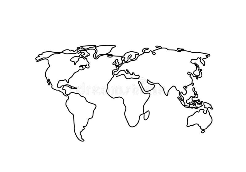One Line Style World Earth Globe Continuous Design. Simple Modern ...