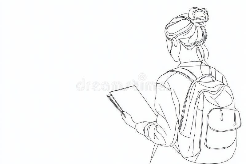 A Continuous Single One-line Drawing Art of a College Campus Student ...