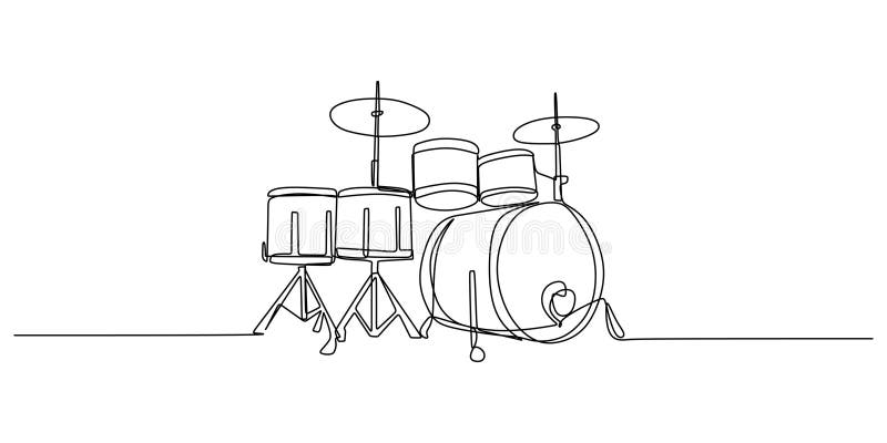 Single Line Drawing Drum Set Stock Illustrations – 44 Single Line ...