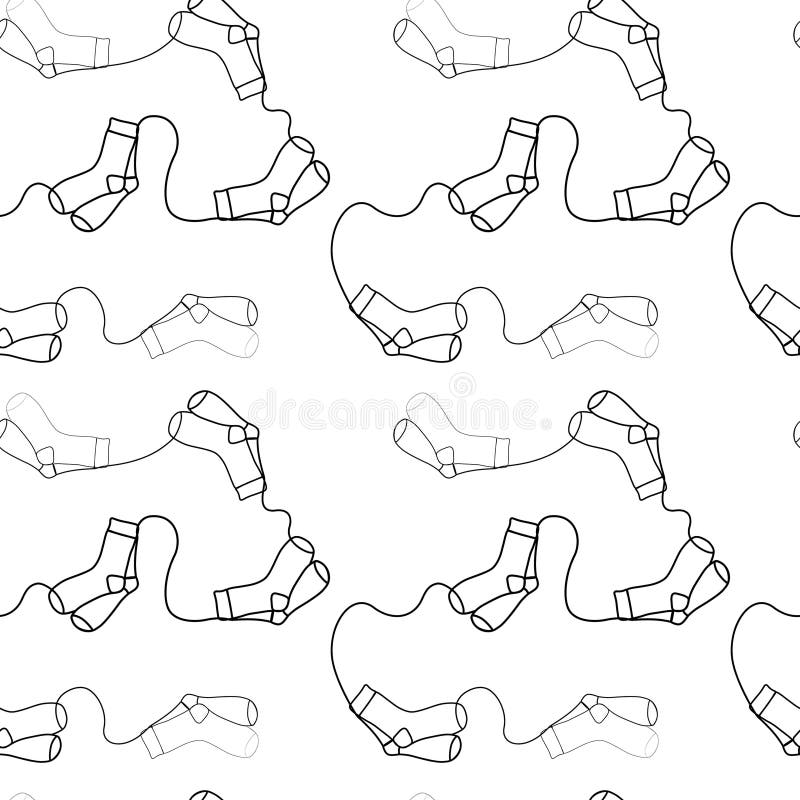 Continuous Sock Pattern in One Line. Vector Stock Vector - Illustration ...