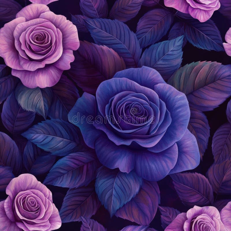 A Continuous Texture of a Blue and Purple Flower Pattern, Including ...