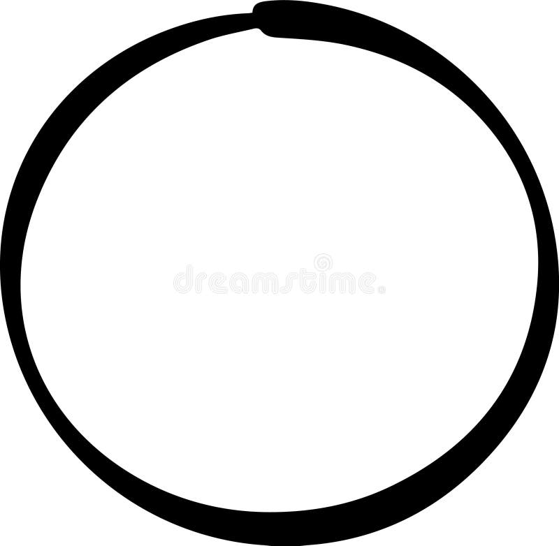 Continuous Thick Black Circular Line Forming an Imperfect Hand Drawn ...