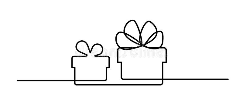 Continuous Thin Line Gift Box, Minimalist Present Drawing, One Line Art ...