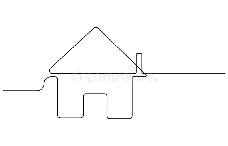 Continuous Thin Line Home Vector Illustration, Minimalist House Icon ...
