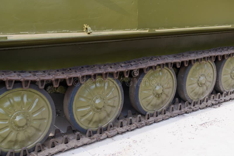 Continuous Track or Tracked Threads of a Soviet Tank, Close-up Stock ...
