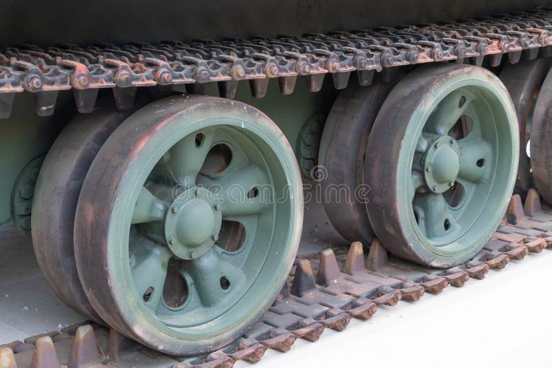 Continuous Track or Tracked Threads of a Soviet Tank, Close-up Stock ...