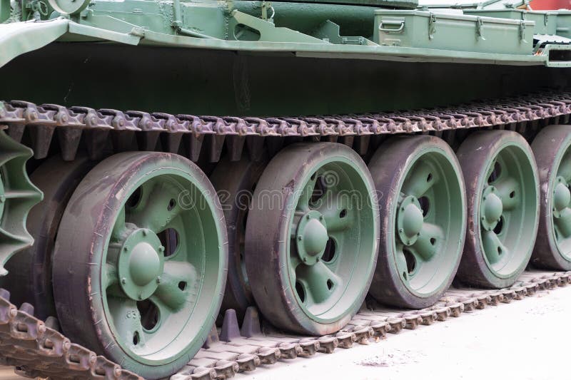 Continuous Track or Tracked Threads of a Soviet Tank, Close-up Stock ...