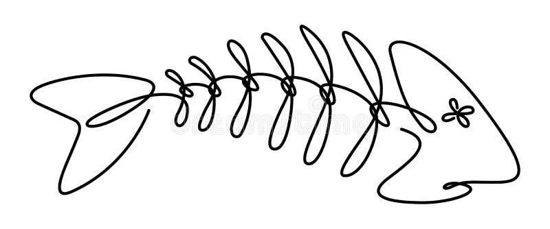 Fish Bone Icon stock vector. Illustration of continuous - 111577480