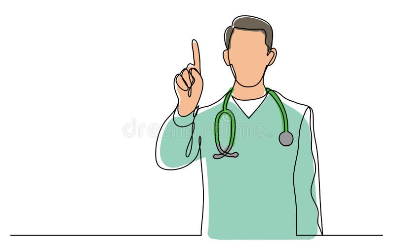 Continuous Vector Line Drawing of Standing Doctor Pointing His Finger ...