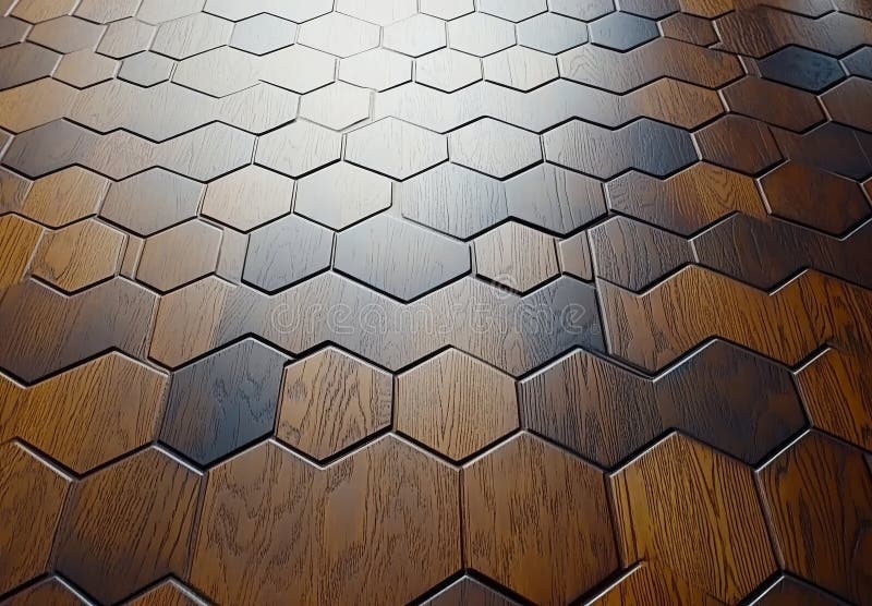 A Continuous Wooden Wall Adorned with a Hexagonal Pattern Set Against a ...