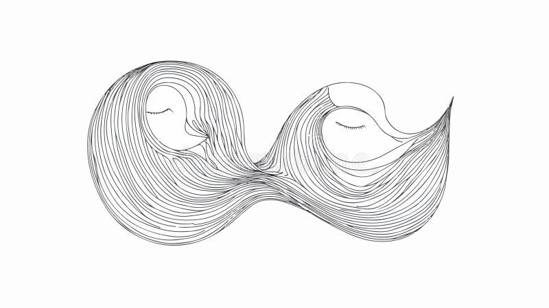 Continuous Editable Line Drawing of Yin Yang Symbol Stock Illustration ...