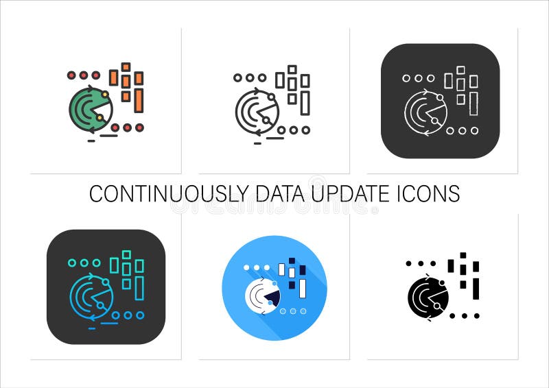 Continuously Data Update Icons Set Stock Vector - Illustration of ...