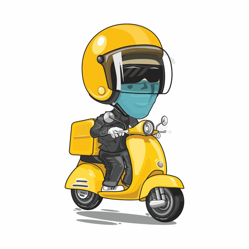 Postman Illustration Riding a Scooter Stock Vector - Illustration of ...