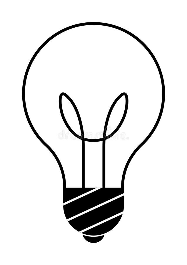 Contorno Simple En Blanco Y Negro De Una Bombilla Con Filamento Y Base Ilustración Del Vector