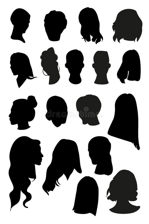 Contour Black Illustrations of Women S Faces Stock Vector ...