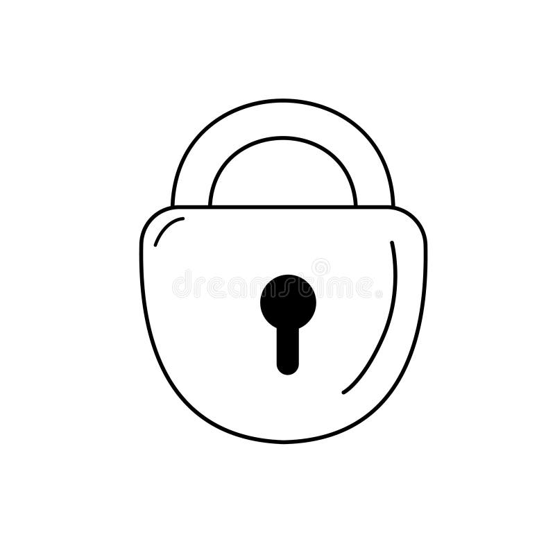 Contour Black-and-white Drawing of an Old Door Lock. Vector ...