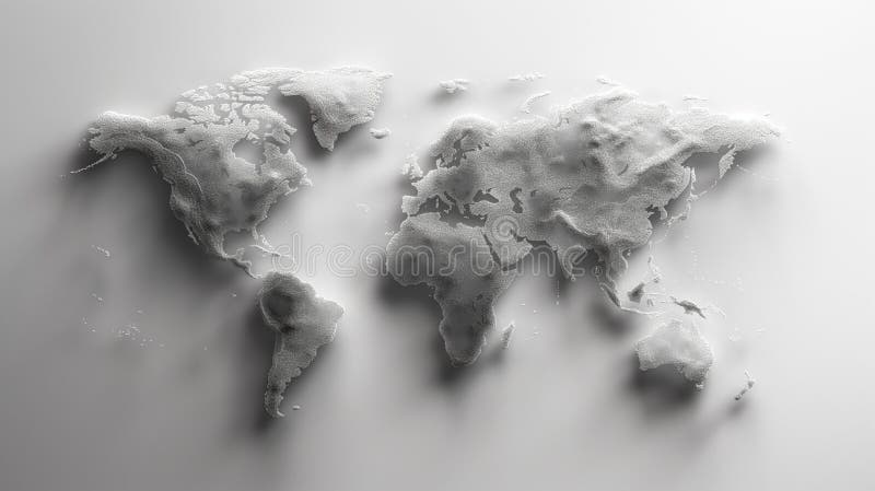 Contour of the Continents on the Earth in Grey on a White Background ...