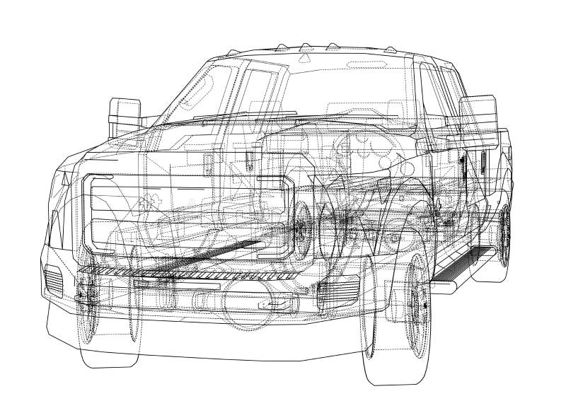 Contour De Dessin De SUV De Voiture Rendu De Vecteur Illustration de ...