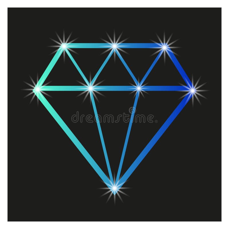 Contour Diamond on a Black Background, with Stock Illustration ...