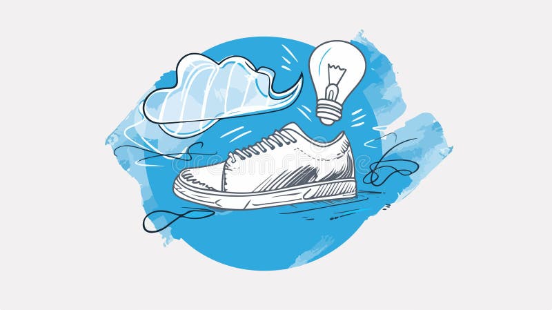 Creative Contour Drawing of Cloud Bulb and Simple Shoe Stock Vector ...