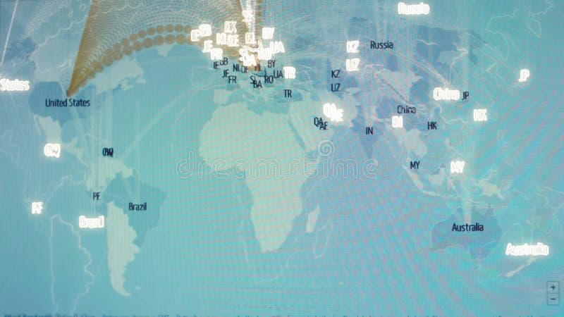 World Map with Different Targets for Cyber Attack. Hacking and ...