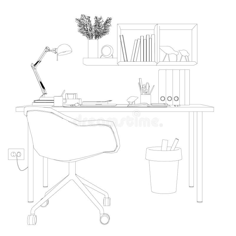 The Contour of an Old Computer from Blue Lines with Luminous Lights on ...