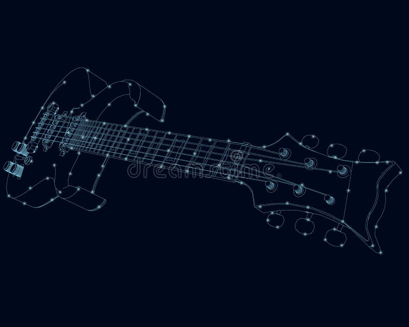 Electric Guitar Contour from Black Lines Isolated on White Background ...