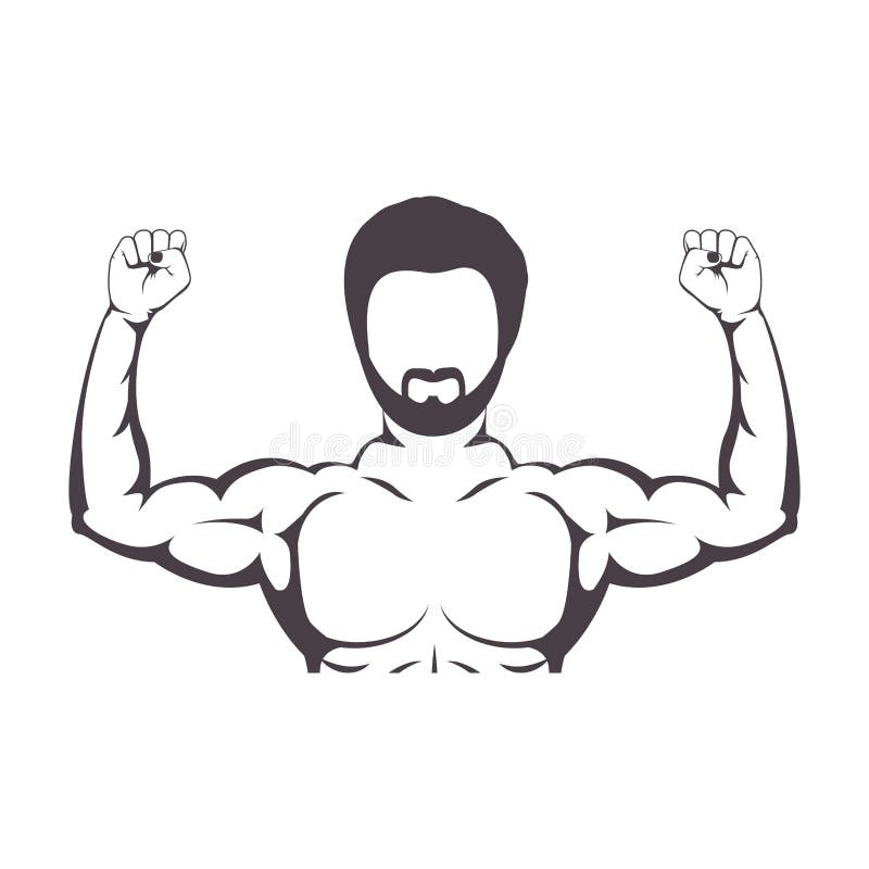 Contour Half Body Muscle Man Stock Vector - Illustration of portrait ...