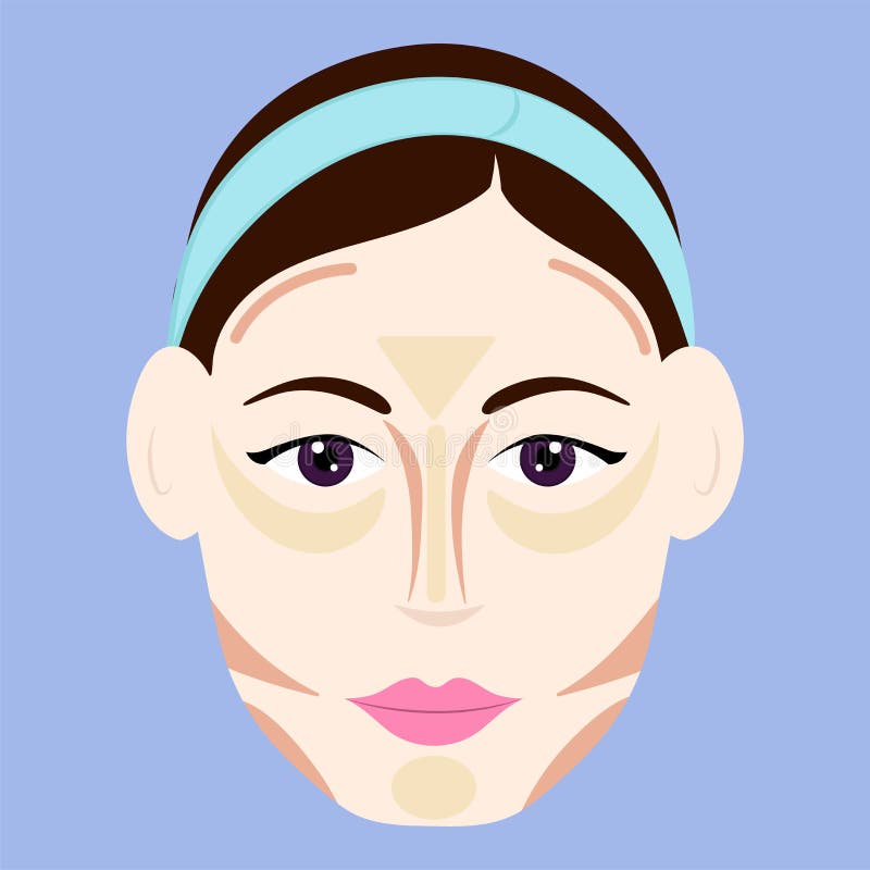 Contour or Highlight on Diamond Face Shape Female on Blue Stock ...