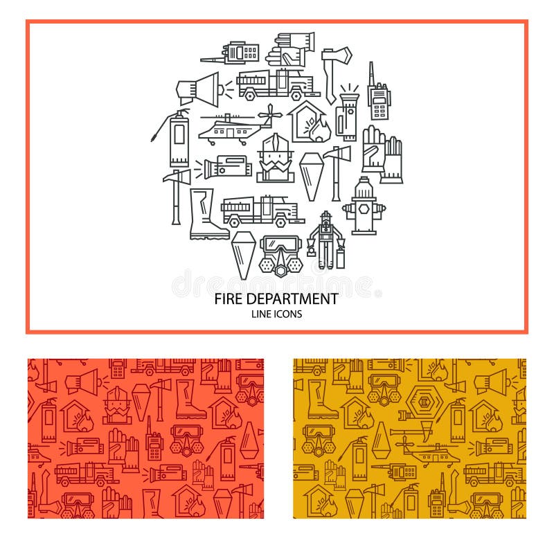 Contour Icons Fire Department. Stock Vector - Illustration of truck ...