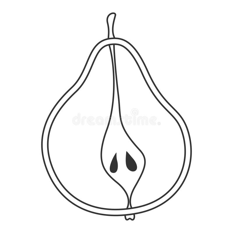 Contour Illustration of a Half Pear. Simple Pear Silhouette Food Icon ...
